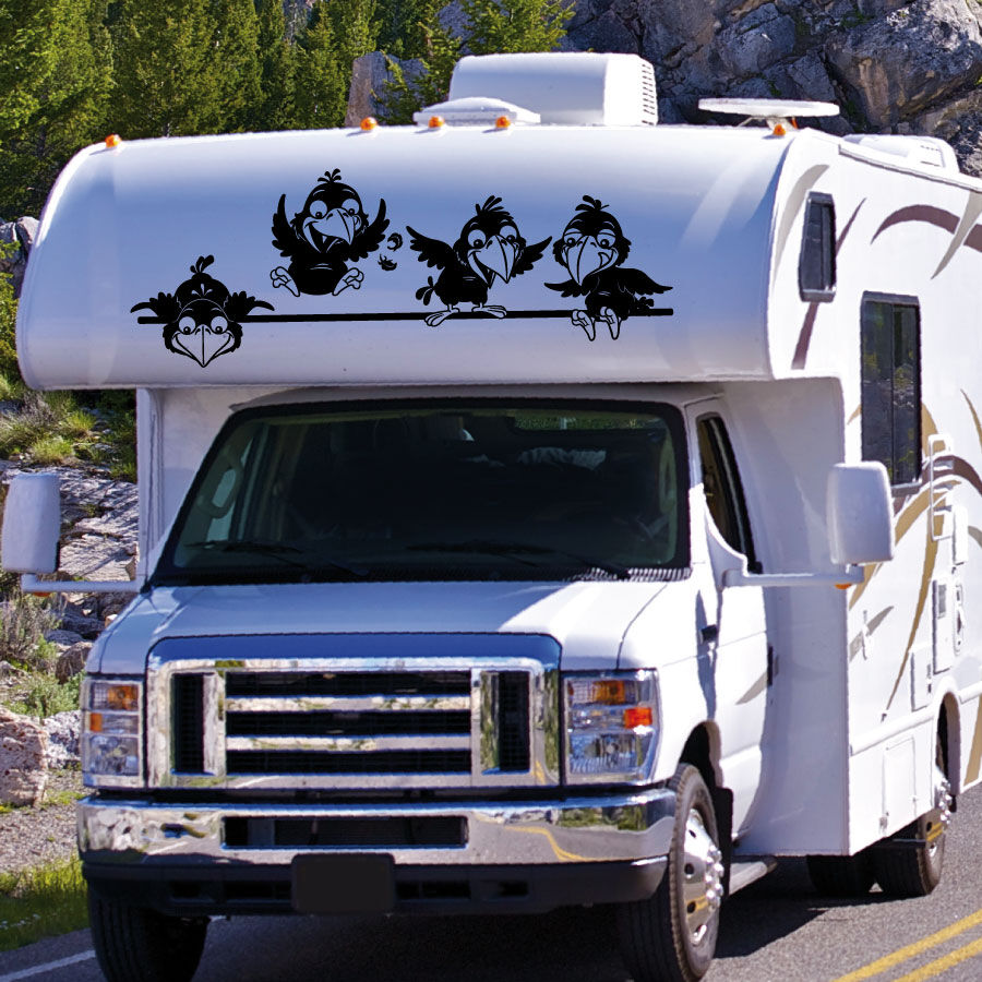 Wohnwagen Aufkleber Freche Raben | witec-design.de