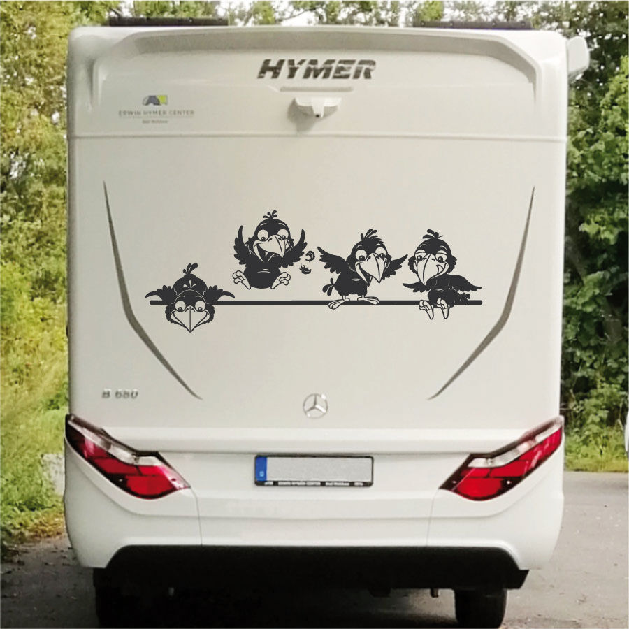 Wohnwagen Aufkleber Freche Raben | witec-design.de