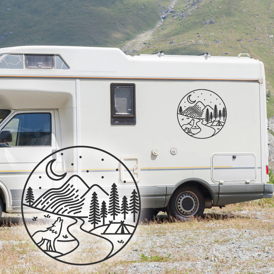 Wohnmobil Aufkleber Heulender Wolf | witec-design.de