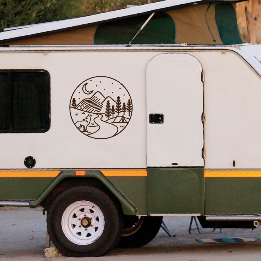 Wohnmobil Aufkleber Heulender Wolf | witec-design.de