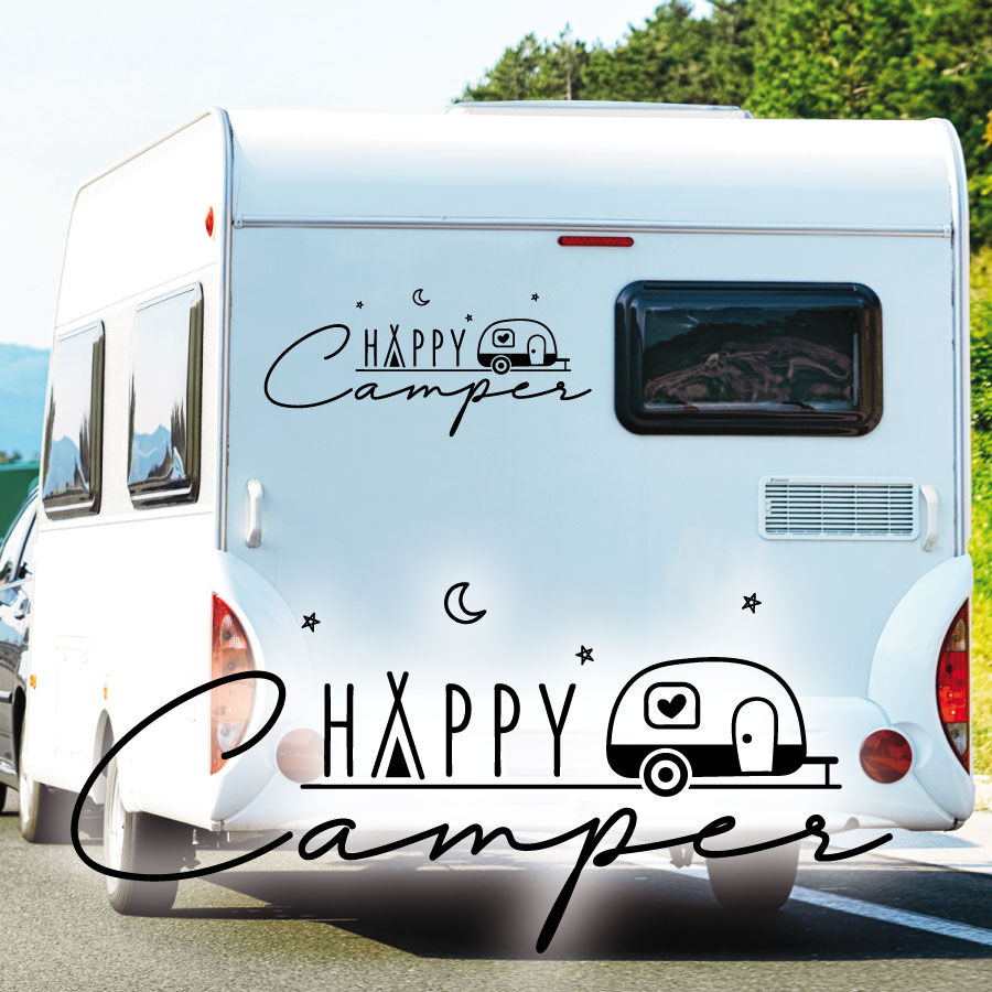 Happy Camper Wohnwagen Aufkleber | witec-design.de